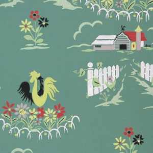 1940s Vintage Wallpaper Barnyard Rooster Chickens on Green by - Etsy