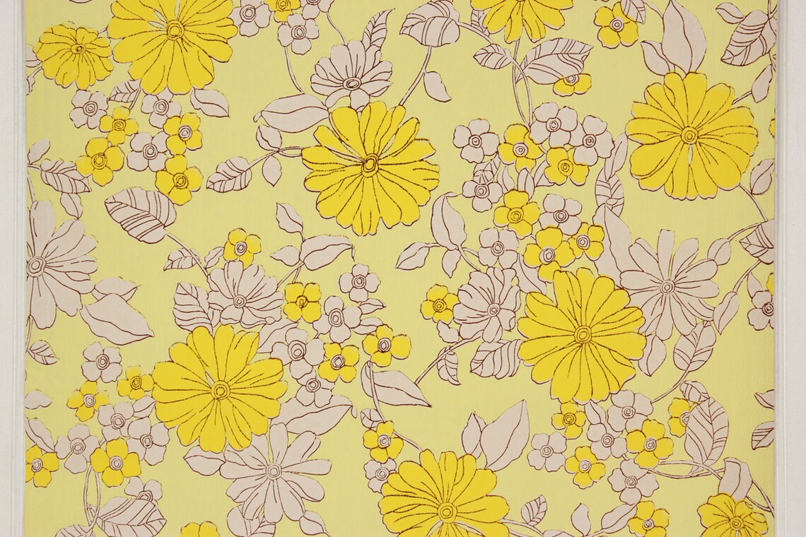 1960s Retro Vintage Wallpaper Yellow and White Flowers on - Etsy