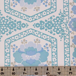 1970s Vintage Wallpaper Retro Vinyl Blue Floral Geometric by - Etsy