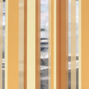 1970s Retro Wallpaper - Mylar Brown and Beige Stripe on Silver, Sold by ...