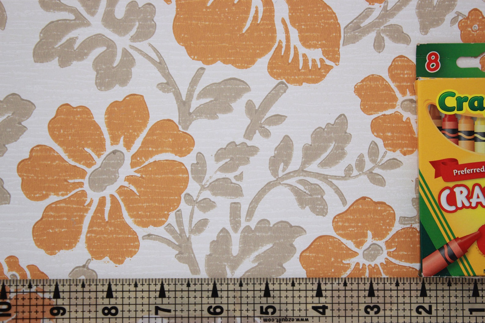 1960s Vintage Wallpaper Retro Orange Flowers on White by the - Etsy