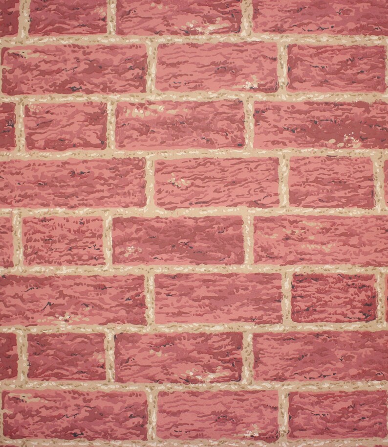1970s Vintage Wallpaper Red Brick Pattern by the Yard | Etsy
