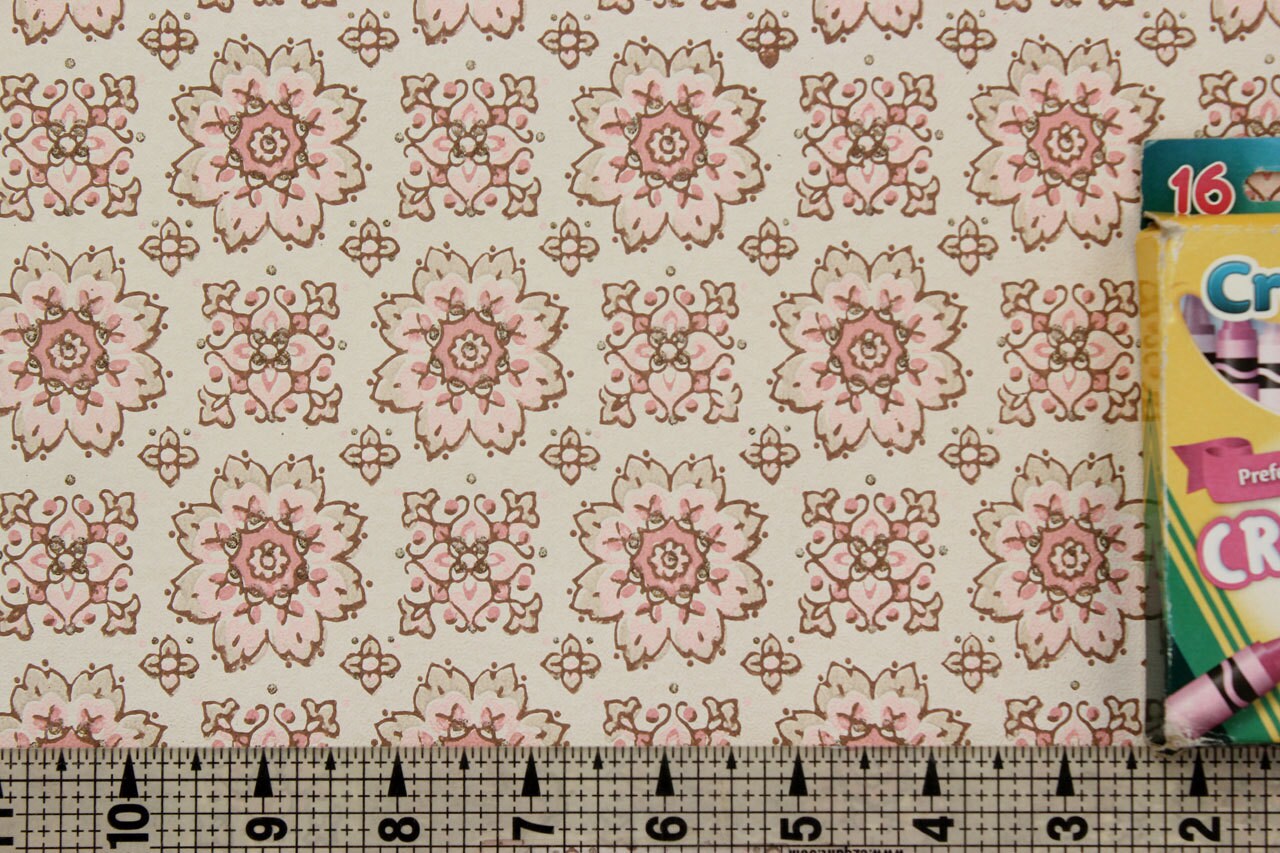 1950s Vintage Wallpaper Pink Floral Geometric on Off-white by - Etsy