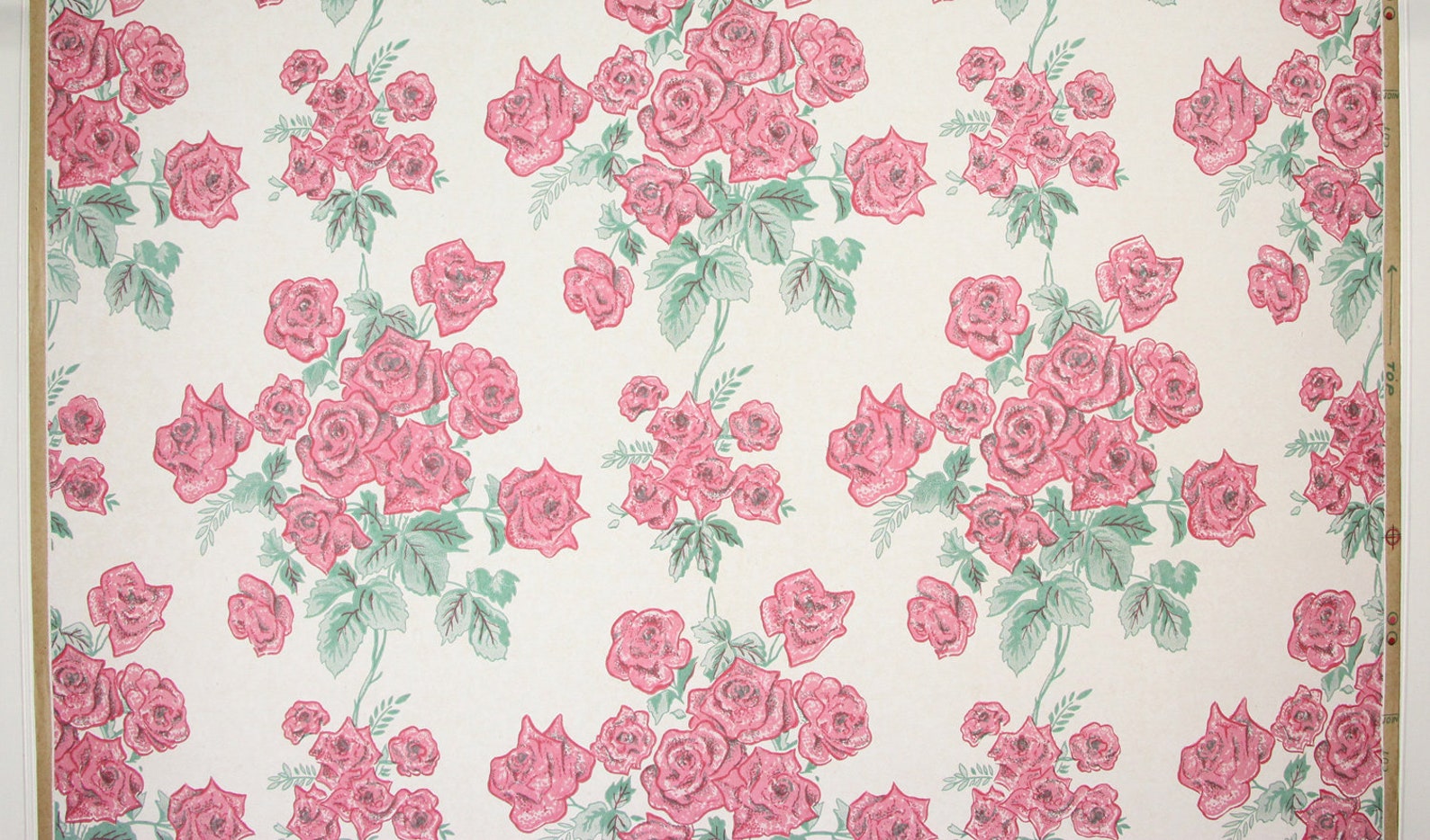 1940s Vintage Wallpaper Pink Rose Bouquets on White by the | Etsy