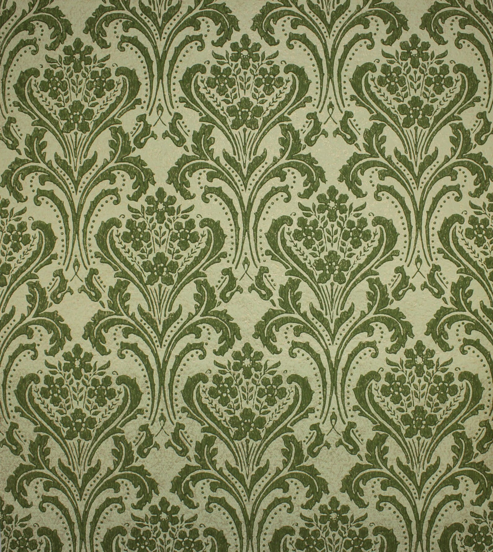 1960s Vintage Wallpaper Green Damask on Gold-green Textured by - Etsy