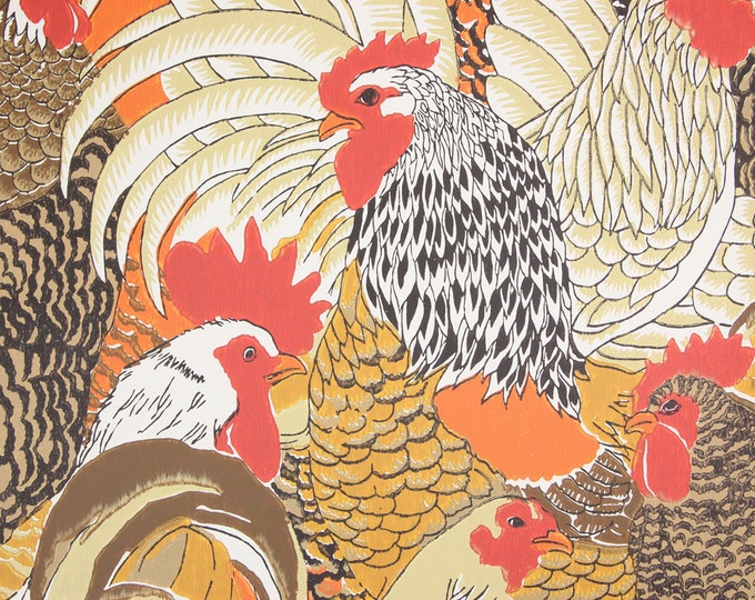 1970s Vintage Wallpaper Roosters Hens Leghorn Plymouth Rock by - Etsy