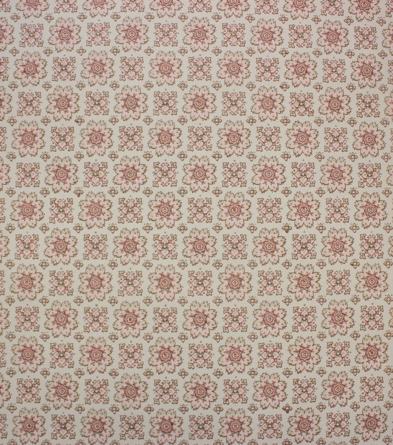 1950s Vintage Wallpaper Pink Floral Geometric on Off-white by - Etsy