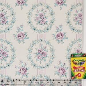 1960s Vintage Wallpaper - Purple Roses Blue and Purple Flowers, Sold by ...