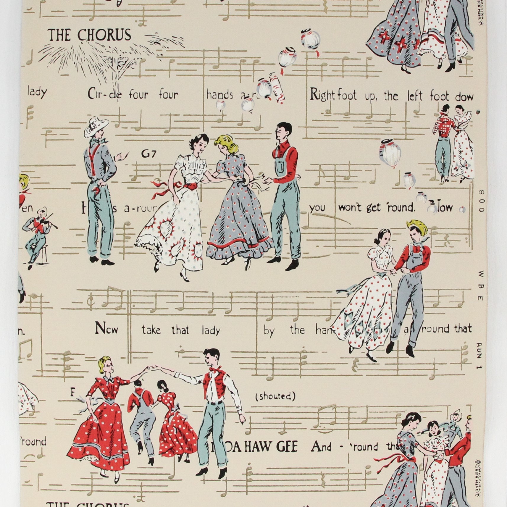 1940s Vintage Wallpaper Square Dance Couples Do-si-do by the - Etsy