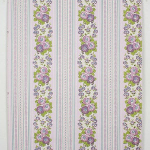 1970s Retro Vintage Wallpaper Purple Flower Stripe by the Yard - Etsy