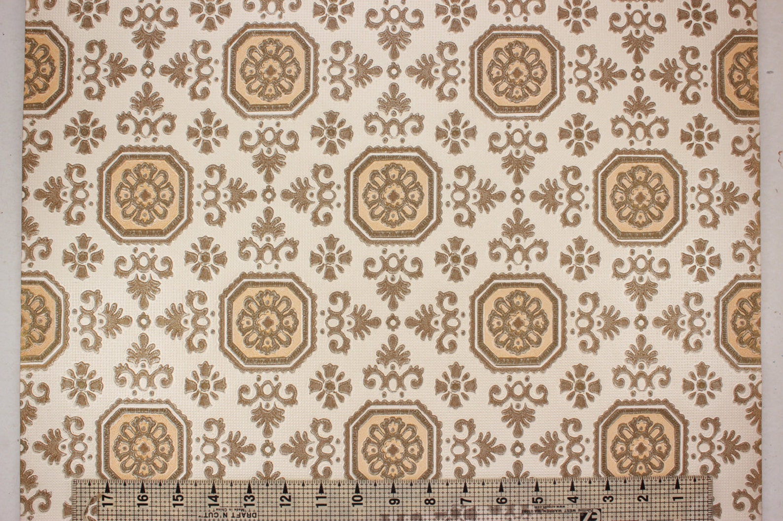 1960s Vintage Wallpaper Embossed Gold Geometric on White - Etsy