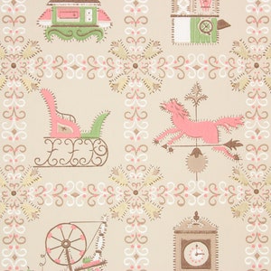 1950s Vintage Wallpaper Folk Art Rooster Antique Clock on - Etsy