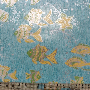 1970s Vintage Wallpaper Retro Vinyl Fish on Blue and Silver | Etsy