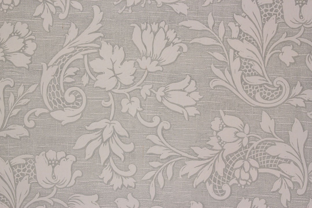 1960's Vintage Wallpaper Textured Embossed White Floral on - Etsy