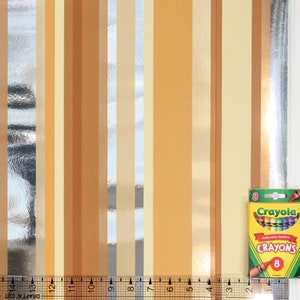 1970s Retro Wallpaper - Mylar Brown and Beige Stripe on Silver, Sold by ...