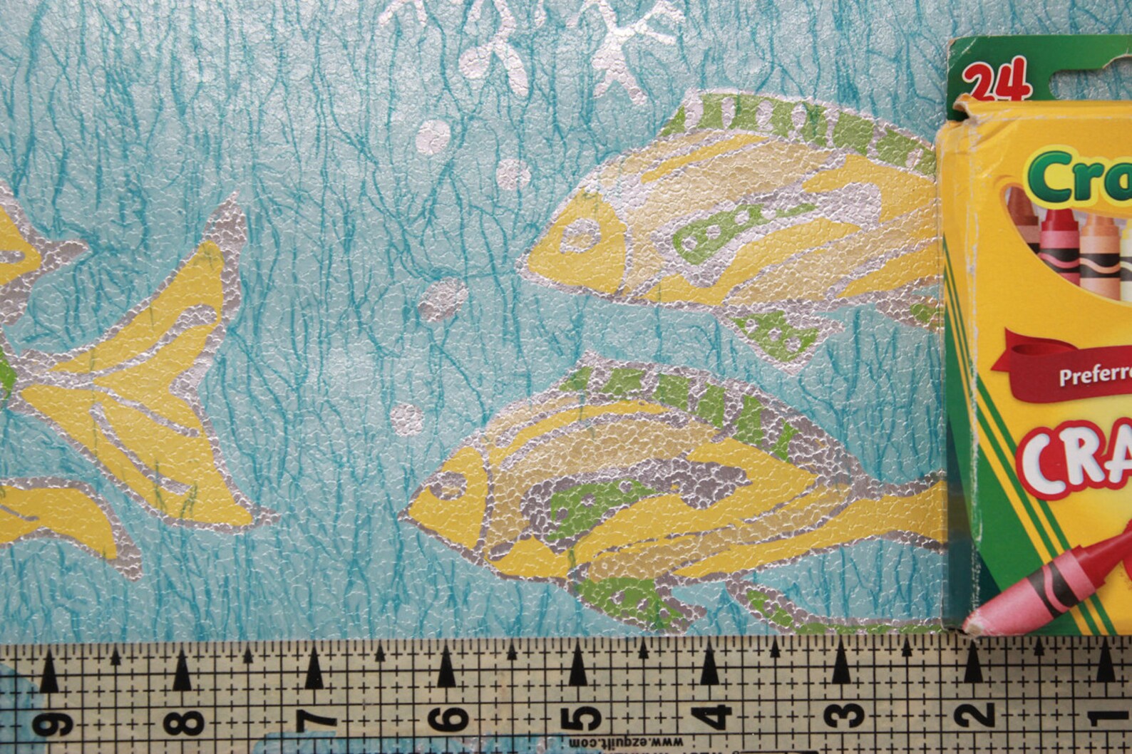 1970s Vintage Wallpaper Retro Vinyl Fish on Blue and Silver | Etsy