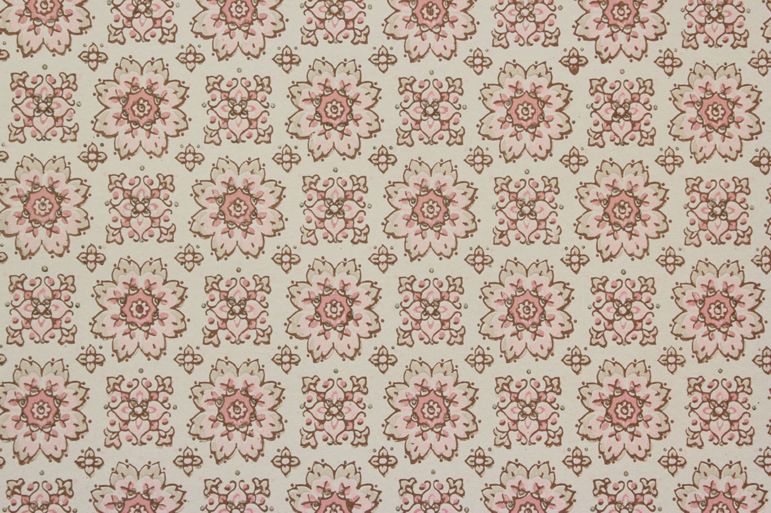 1950s Vintage Wallpaper Pink Floral Geometric on Off-white by | Etsy