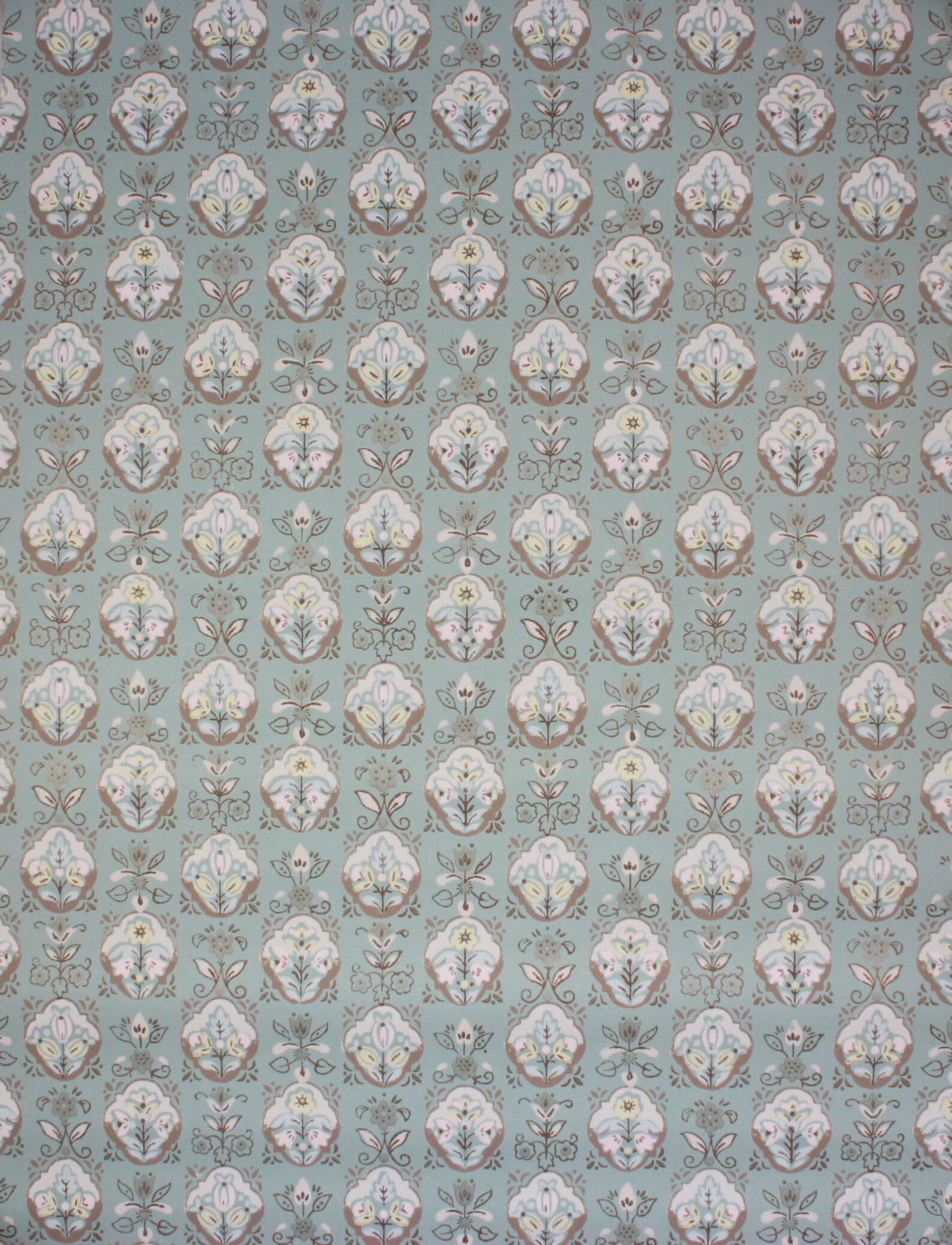 1940s Vintage Wallpaper Pink Yellow and White Floral Geometric | Etsy