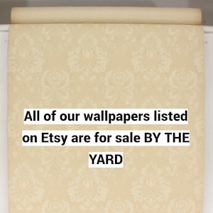 1930s Vintage Antique Wallpaper - Textured off White Damask on Beige ...
