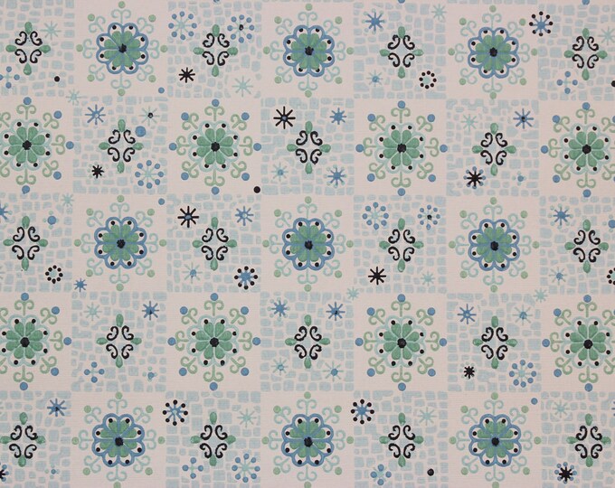 1960s Vintage Wallpaper Blue and Green Geometric on White by - Etsy