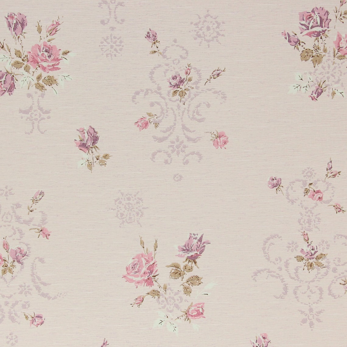 1960s Vintage Wallpaper - Purple Roses and Scrolls, Sold by the Yard - Etsy