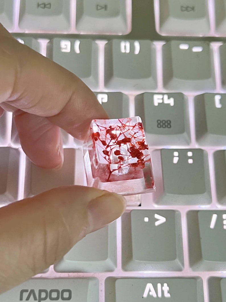 High Quality Epoxy Cherry Blossom Keycap, Translucent Leaves Dry ...