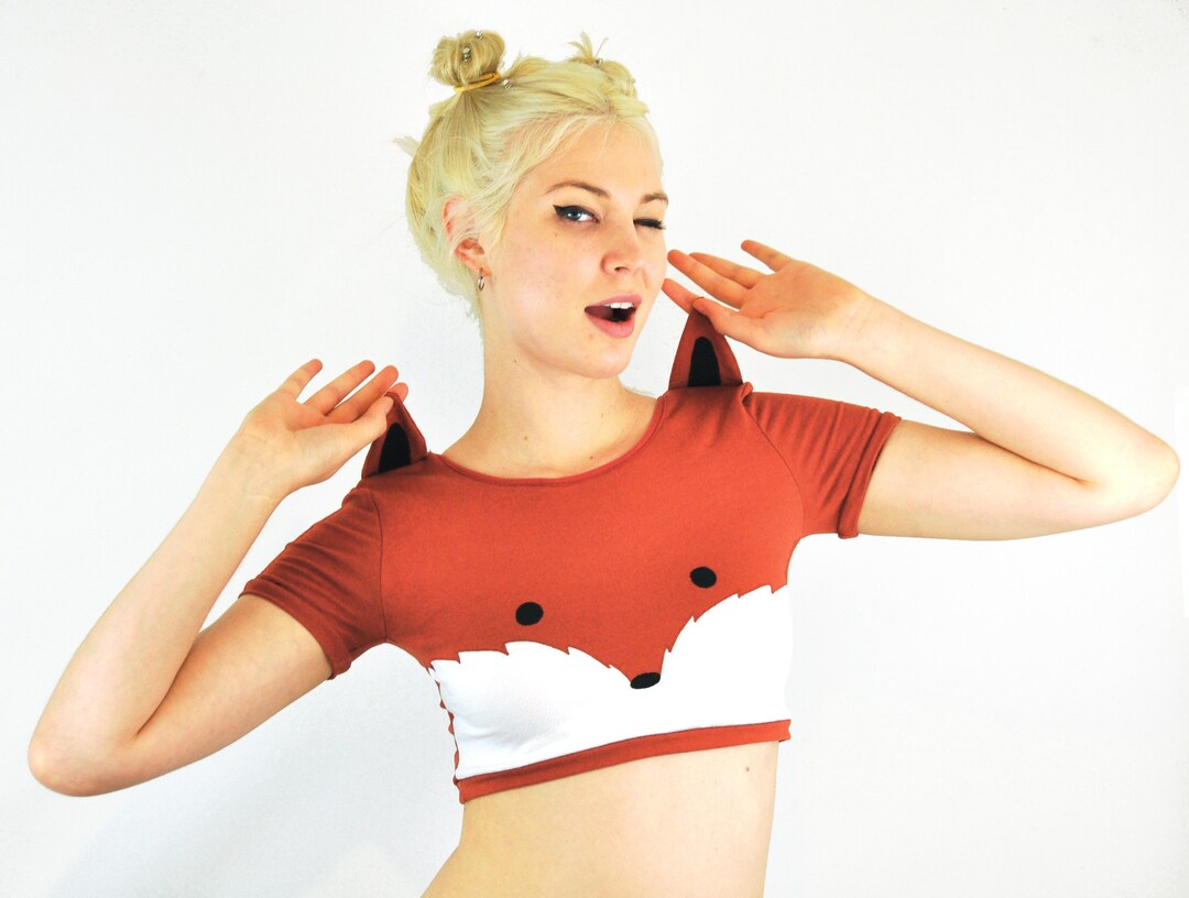 Fox Face Crop Top With Ears Fox T Shirt Clothing Fox Costume - Etsy
