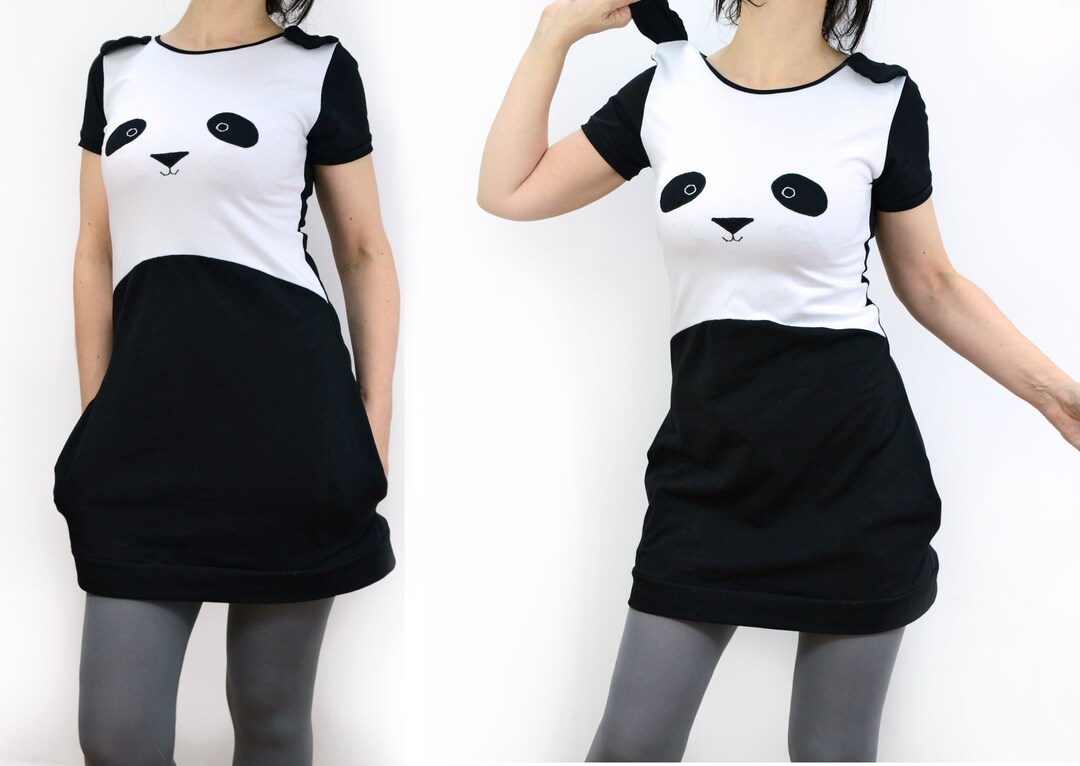 Panda Mini Dress With Ears and Pockets - Etsy