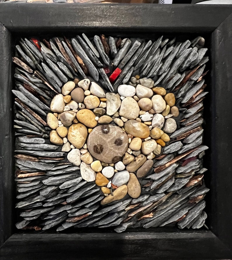 Original Slate Stone Artwork Created Out of Common Objects Mixed With ...