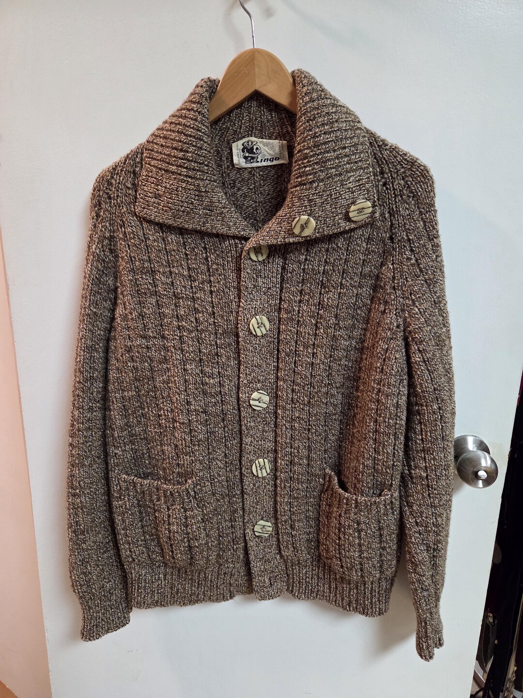 Vintage Handknit Wool Cardigan: Ingo, Inuit Eskimo Design, Canada M ...