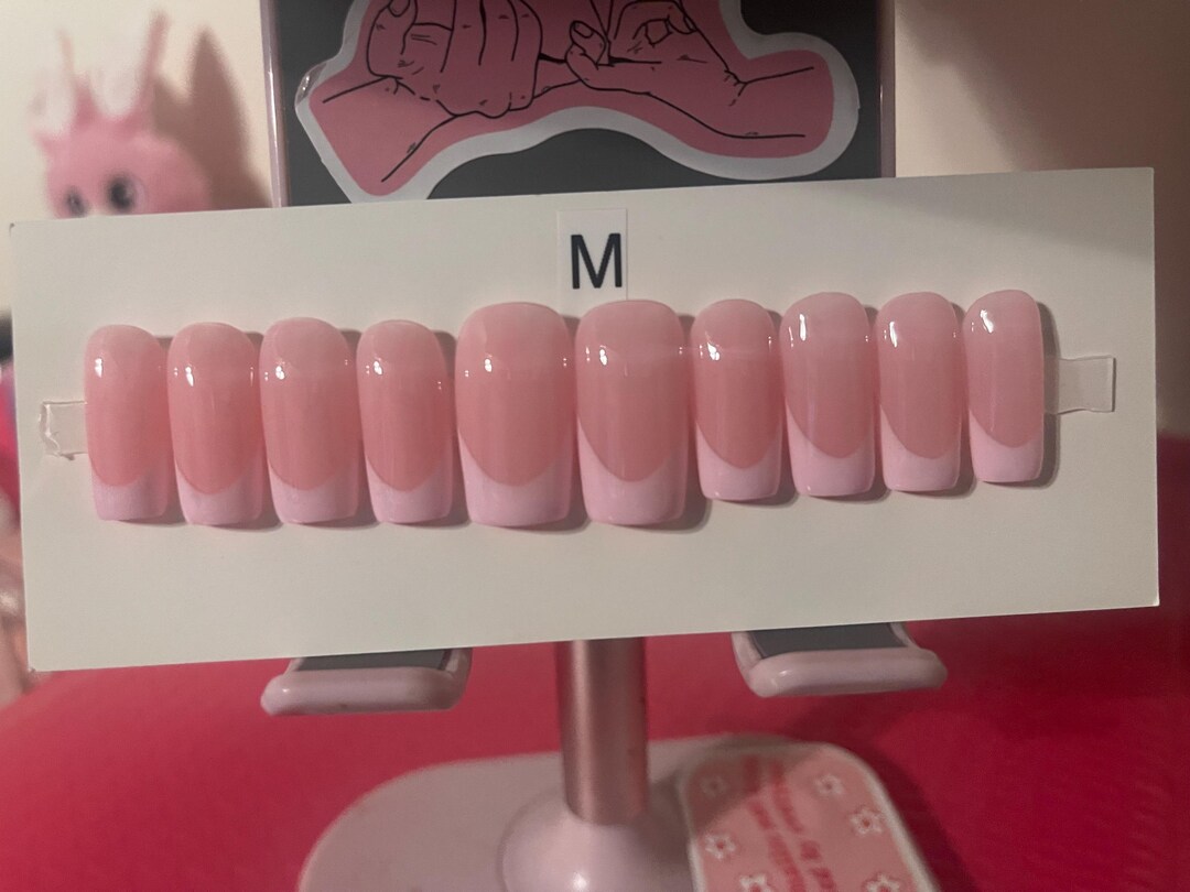Pink Medium Length French Tip Set - Etsy