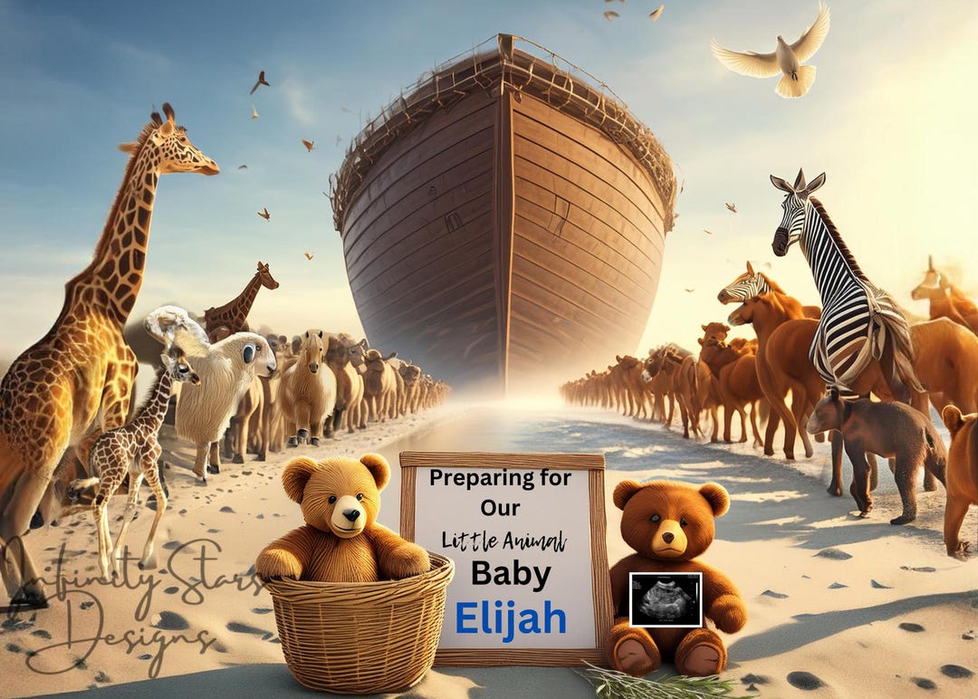 Noah's Ark Baby Announcement, Baby Pregnancy Announcement, Digital ...