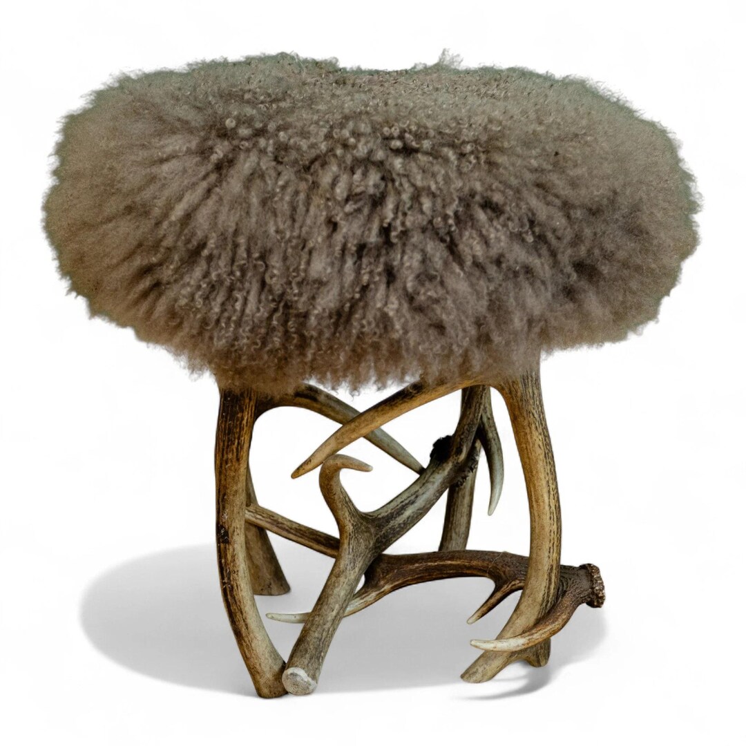 Deer Antler Stool With Merino Wool Cushion - 1 - Etsy UK