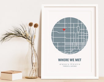 Custom Map Where We Met - Etsy