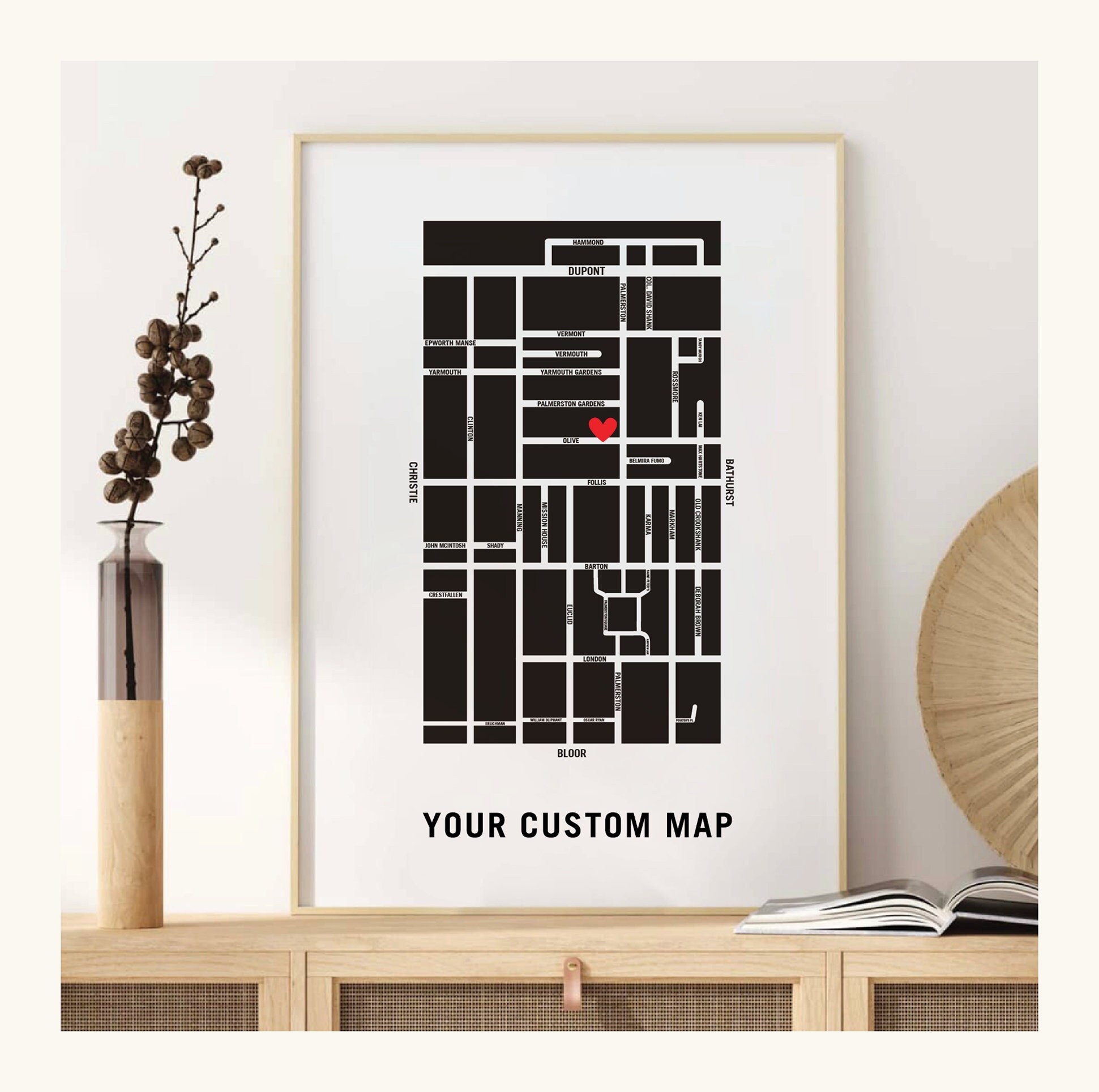 Any City Map, Custom Map Print, Personalized Map, Neighbourhood Map ...