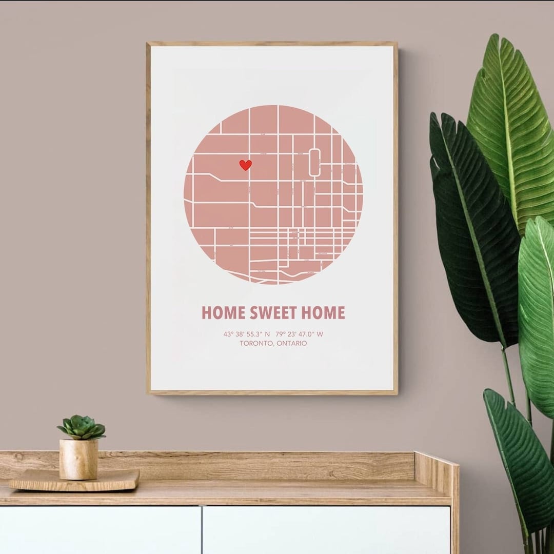 Home Sweet Home Map / Housewarming Gift / Couple Map / Gift for Her ...