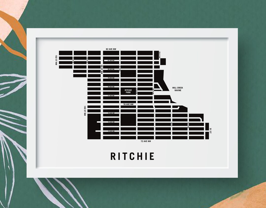 Ritchie (with Street Names) - Edmonton Neighbourhood Map Art Print ...
