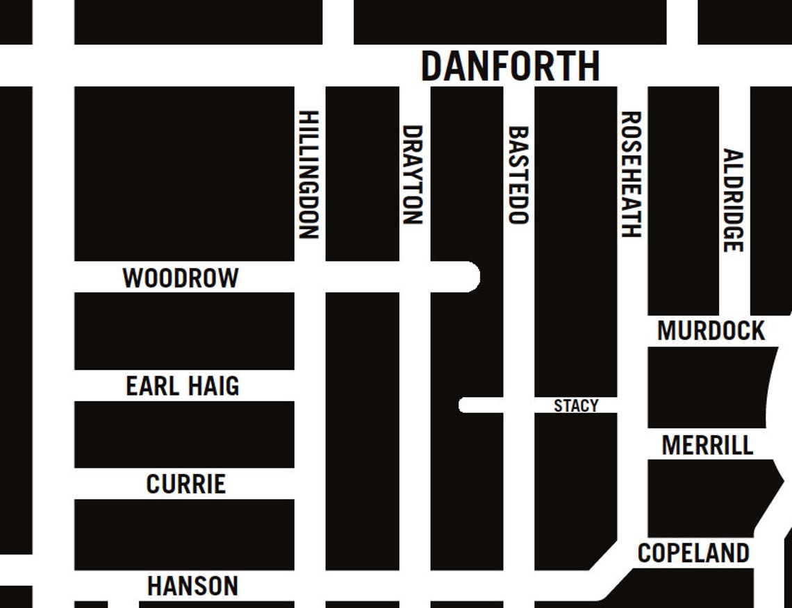 East Danforth Neighbourhood Map Print Toronto City Map | Etsy