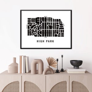 High Park Map | Modern Neighbourhood Art Print | Toronto Housewarming ...