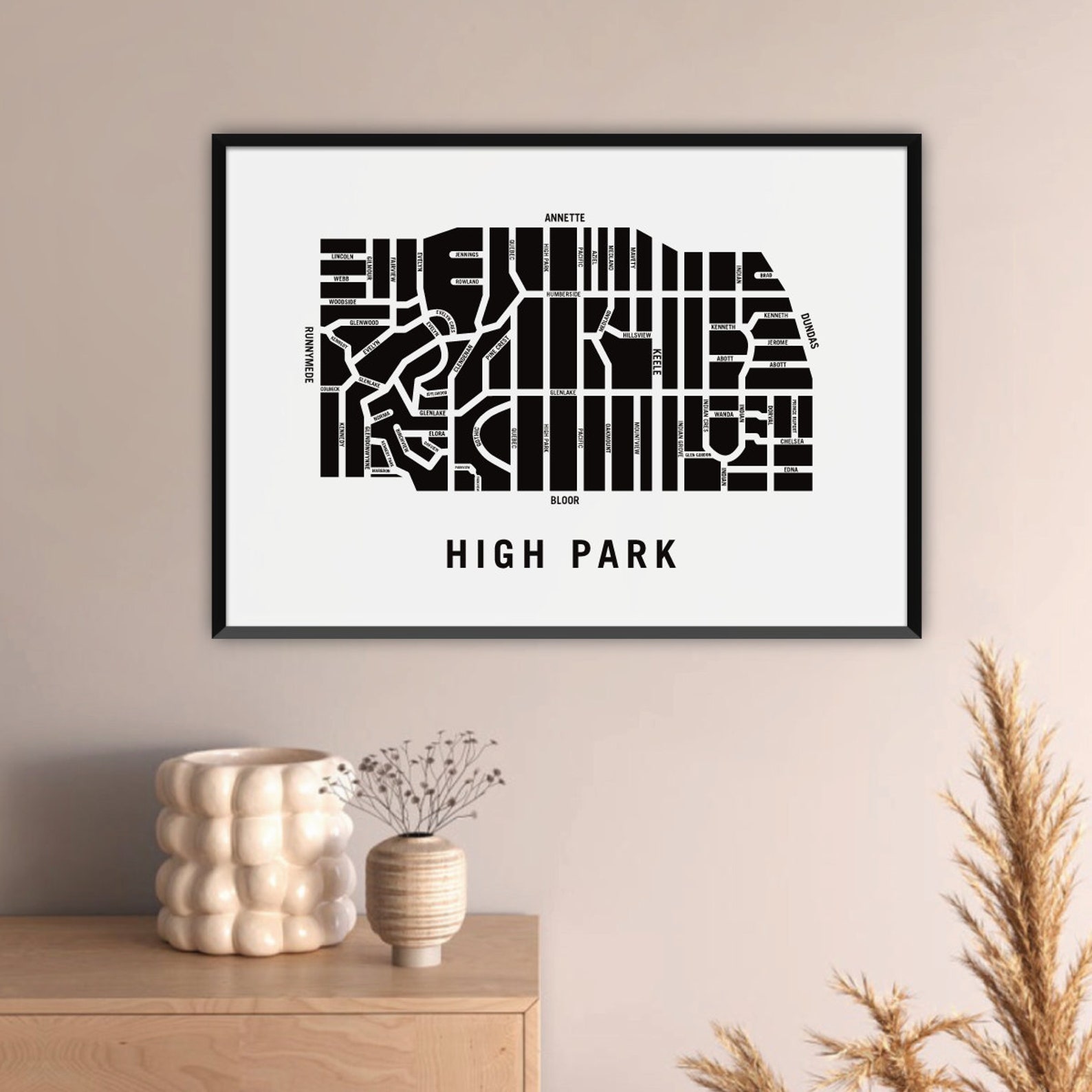 High Park Map | Modern Neighbourhood Art Print | Toronto Housewarming ...