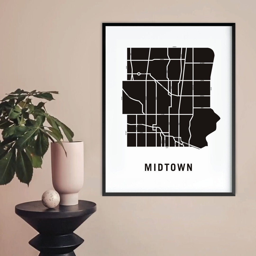 Midtown Map | Modern Neighbourhood Art Print | Toronto Housewarming ...
