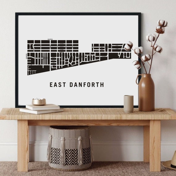 East Danforth Neighbourhood Map Print Toronto City Map | Etsy