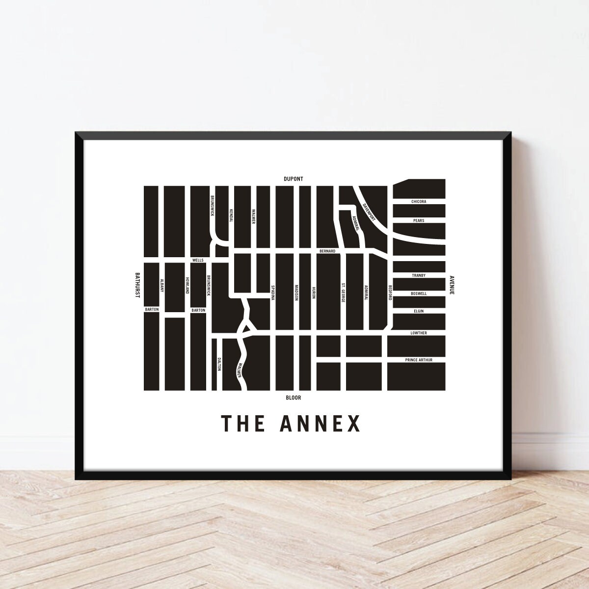 The Annex Map Modern Neighbourhood Art Print Black White Poster Toronto ...