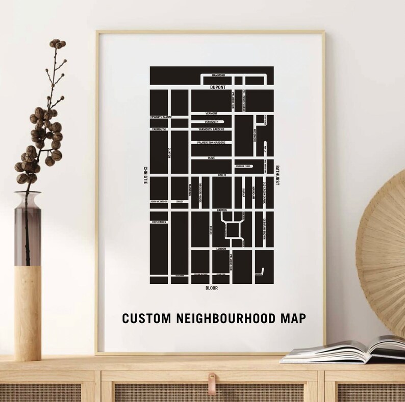 Any City Map, Custom Map Print, Personalized Map, Neighbourhood Map ...