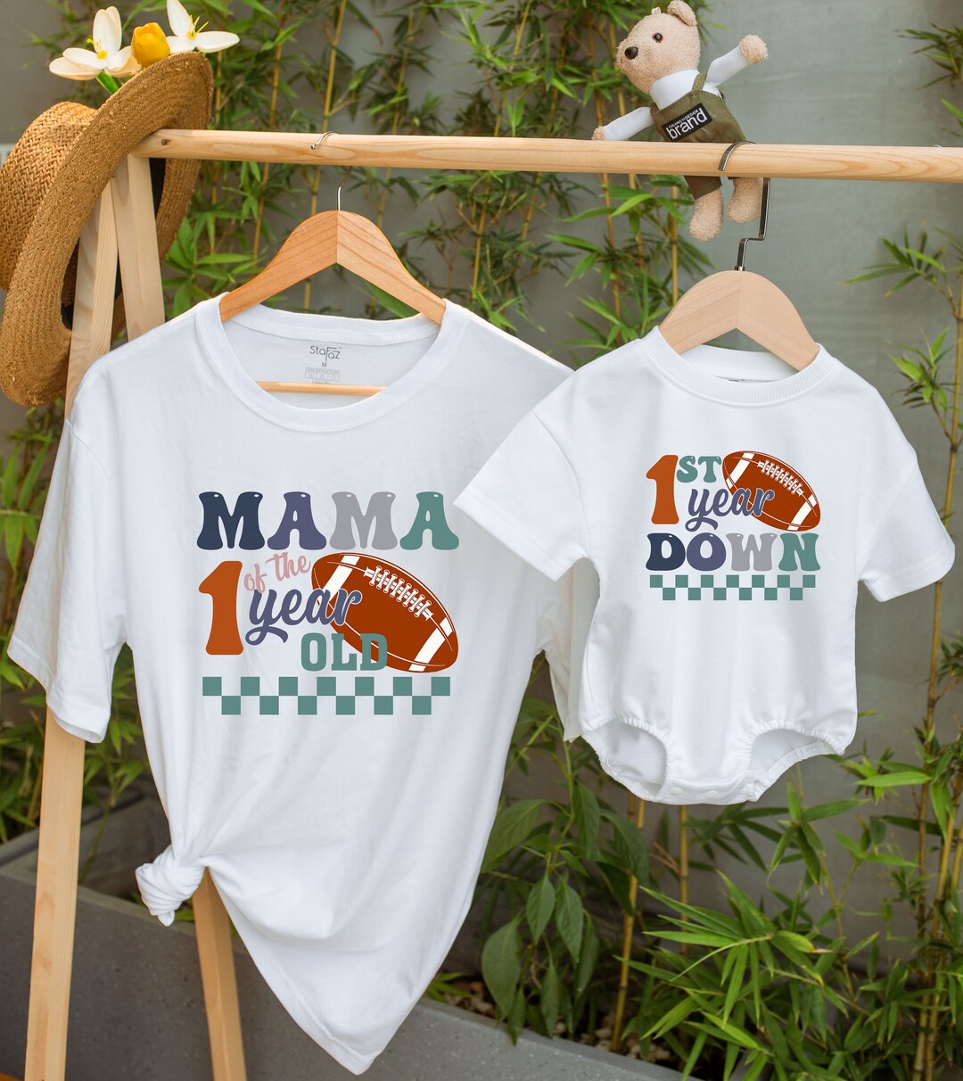 Football First Birthday Matching Family Shirts 1st Year Down Birthday ...