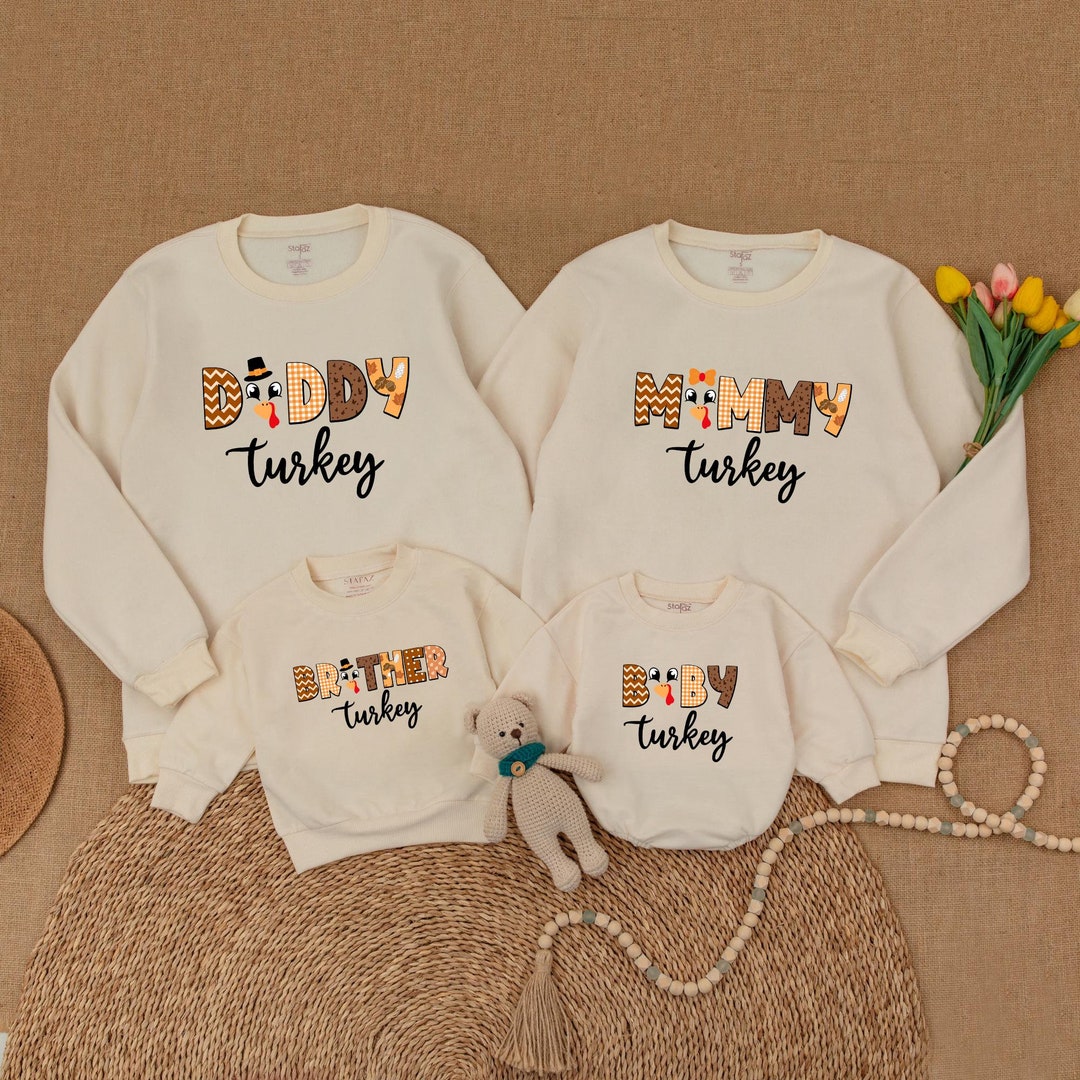 Family Turkey Sweaters, Mommy and Me Thanksgiving, Retro Fall ...
