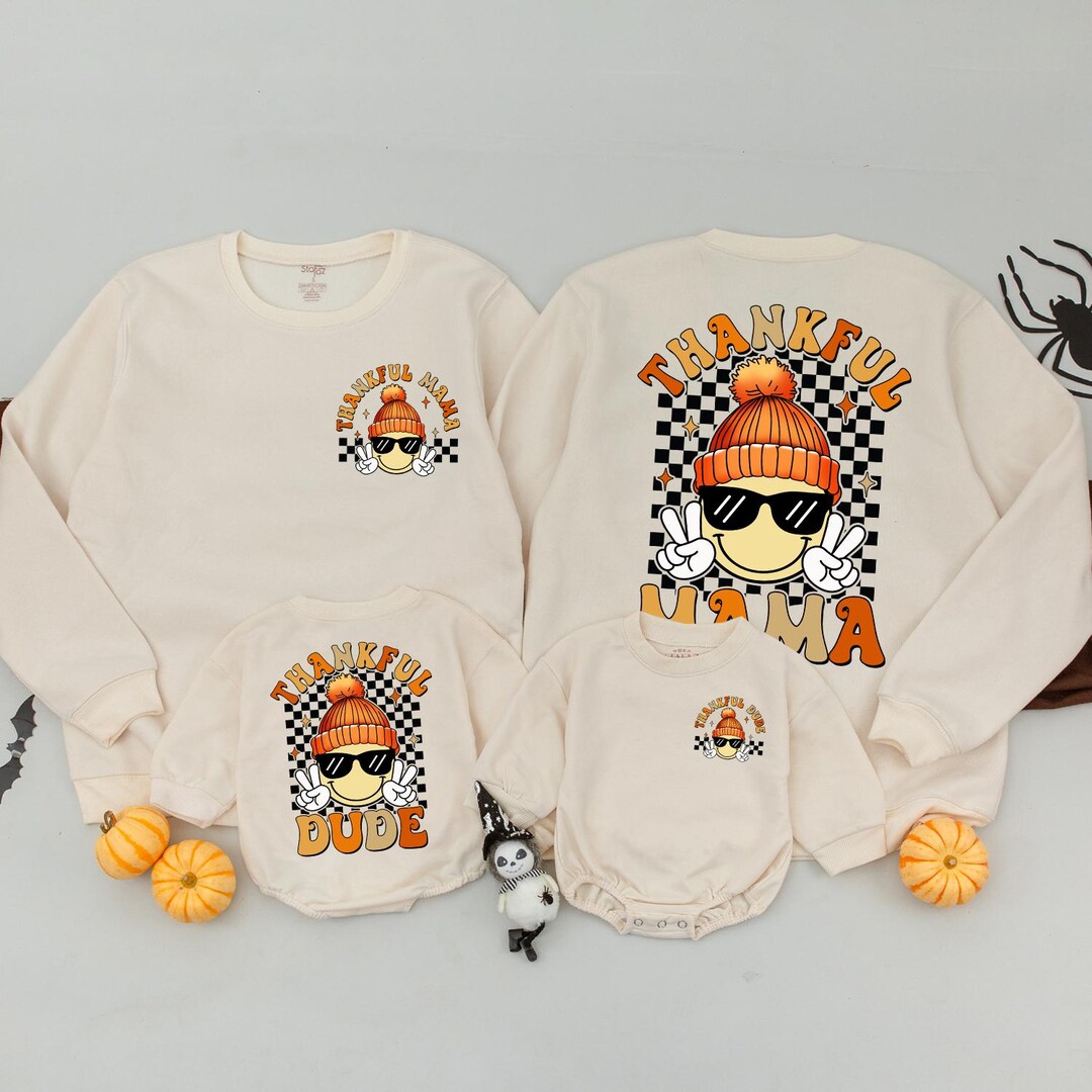 Retro Thankful Mama Sweaters, Mommy and Me Thanksgiving, Retro Fall ...