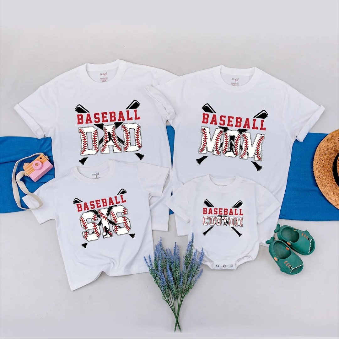 Baseball Family Matching Shirt and Bubble Romper Set, Custom Baseball ...