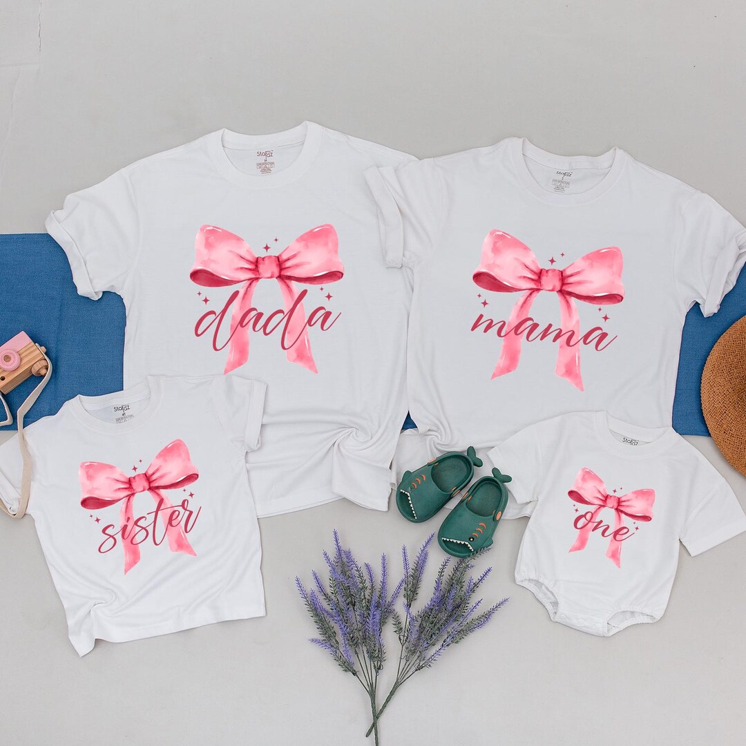 Pink Bow First Birthday Family Shirts, Bow Birthday, Girl Bow Birthday ...