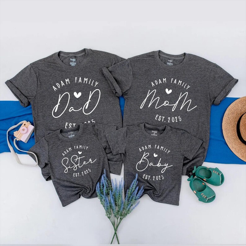 Custom Family Matching Shirts, Personalized Established 2025 Outfit Set ...